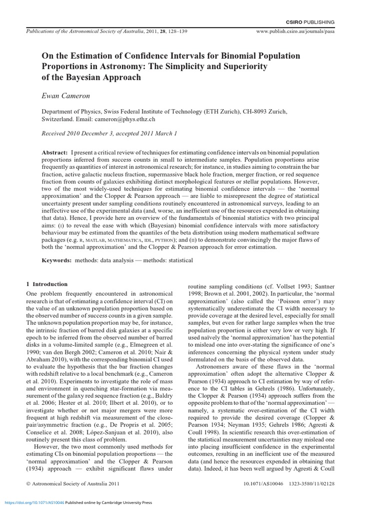 On The Estimation of Confidence Intervals For Binomial Population ...