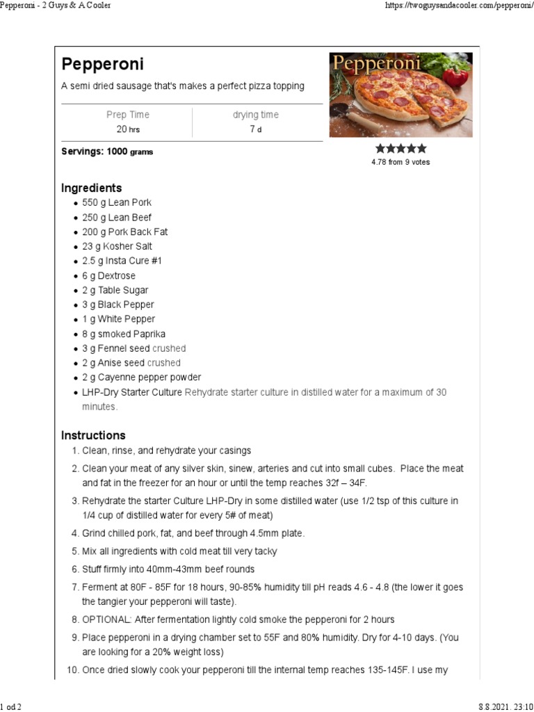 Pepperoni - 2 Guys & A Cooler | PDF | Sausage | Food And Drink
