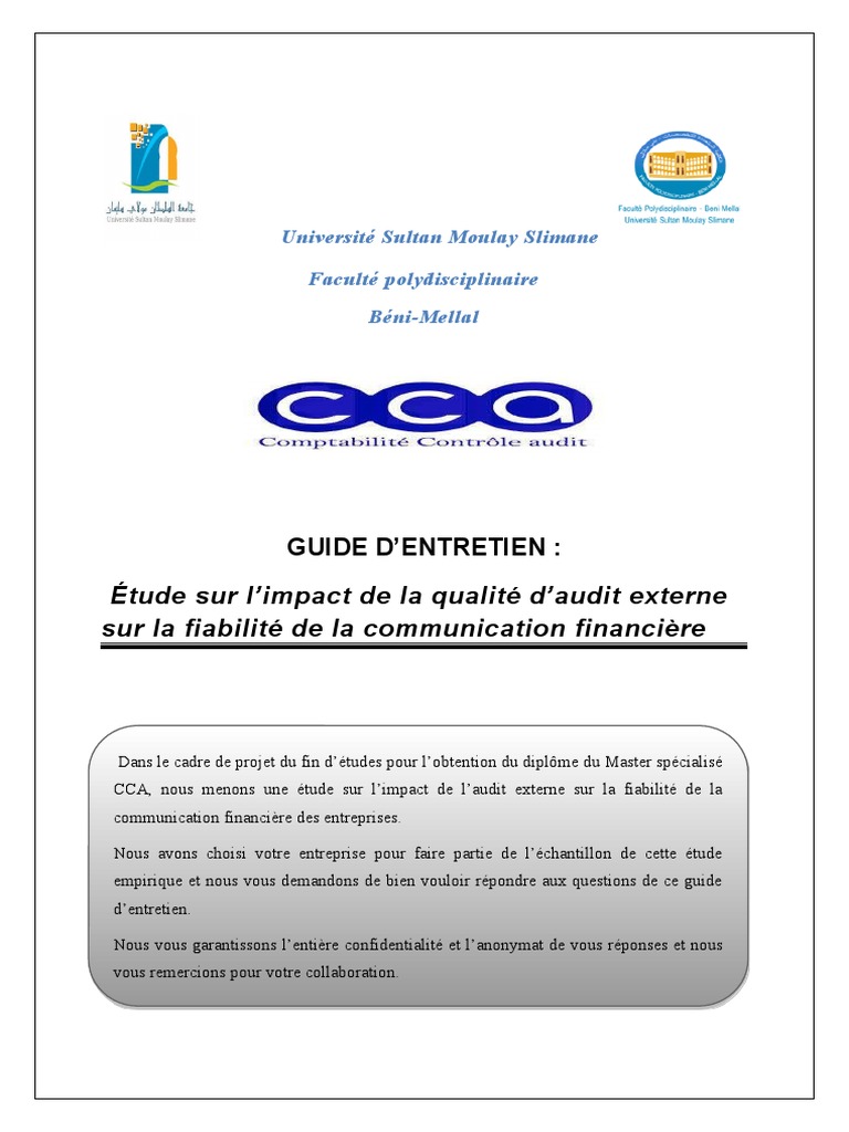 Guide D'entretien de PFE | PDF | Audit | Business