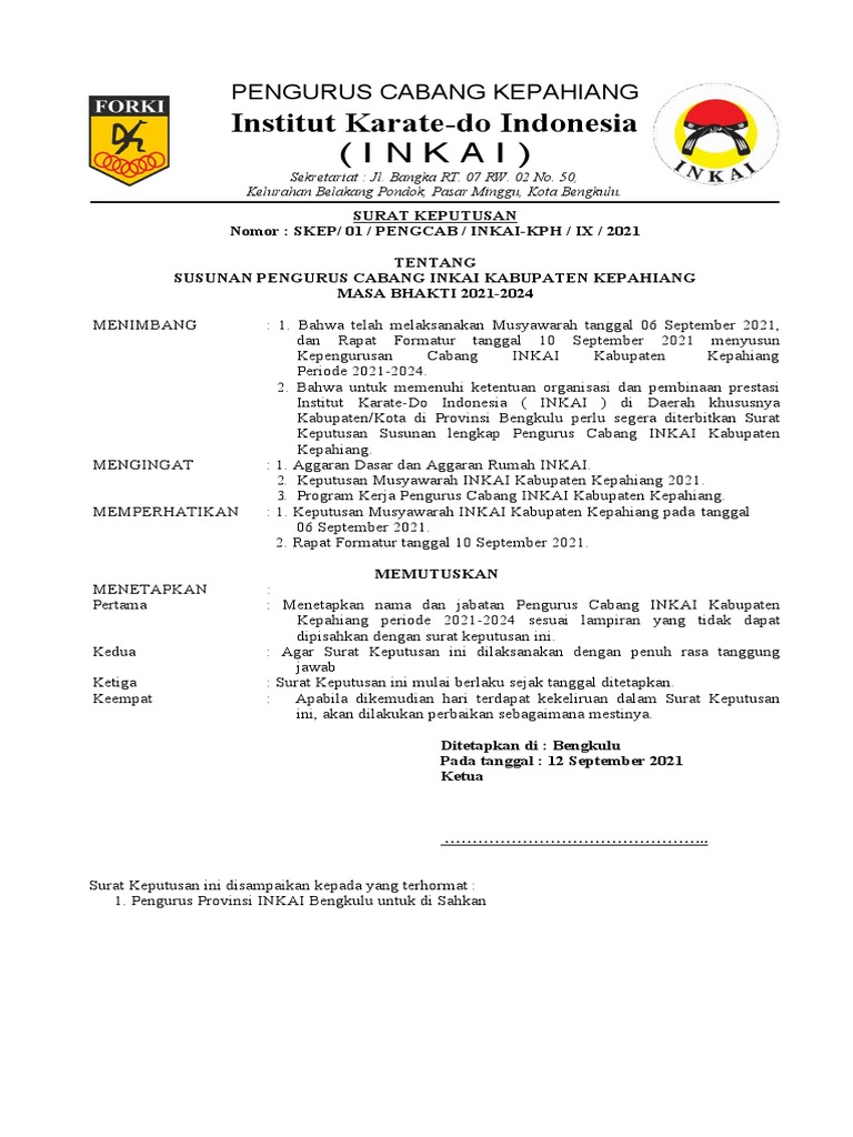 Surat Keputusan Pengurus-Dikonversi | PDF