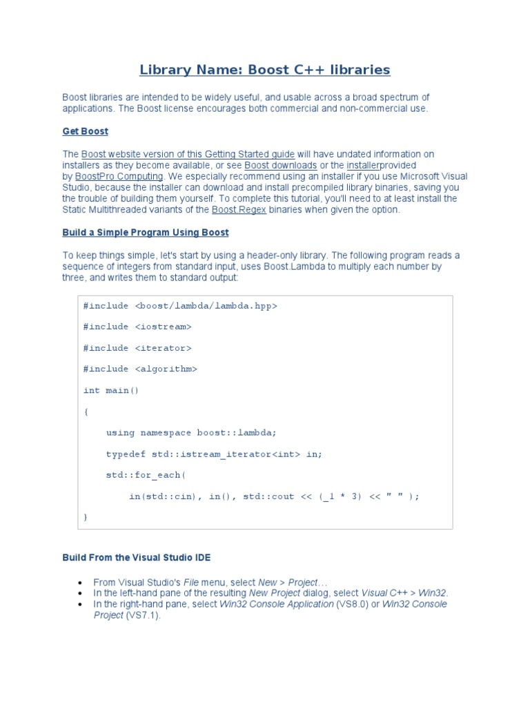 Library Name: Boost C++ Libraries | PDF | Parsing | Syntax (Logic)