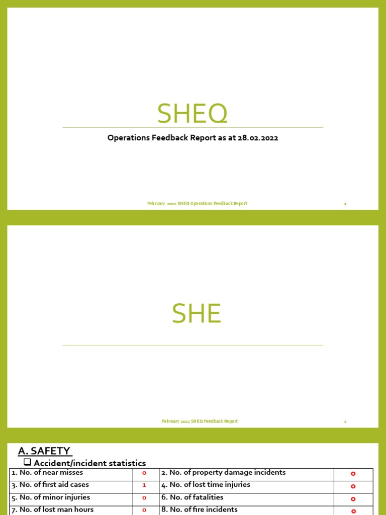 SHEQ Operations Feedback Report February 2022 | PDF | Cottonseed Oil ...
