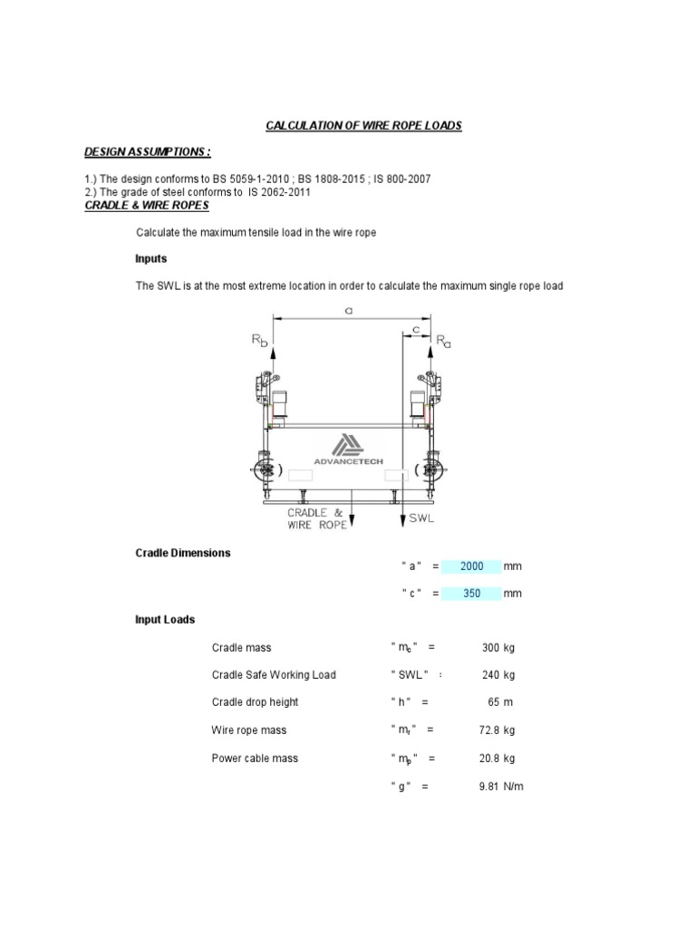Design Calculations Steel Wire and Cradle | PDF | Civil Engineering ...