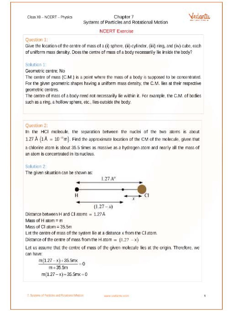 11 Physics Ncert Chapter7 - Ans | PDF