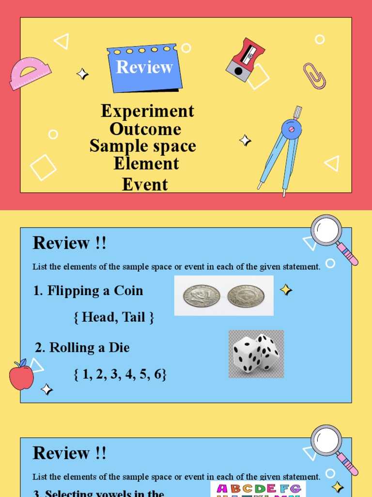 Review: Experiment Outcome Sample Space Event Element | PDF | Color