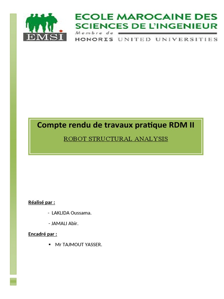 Analyse de structure avec Robot RDM II | PDF | Treillis (assemblage) | Résistance des matériaux