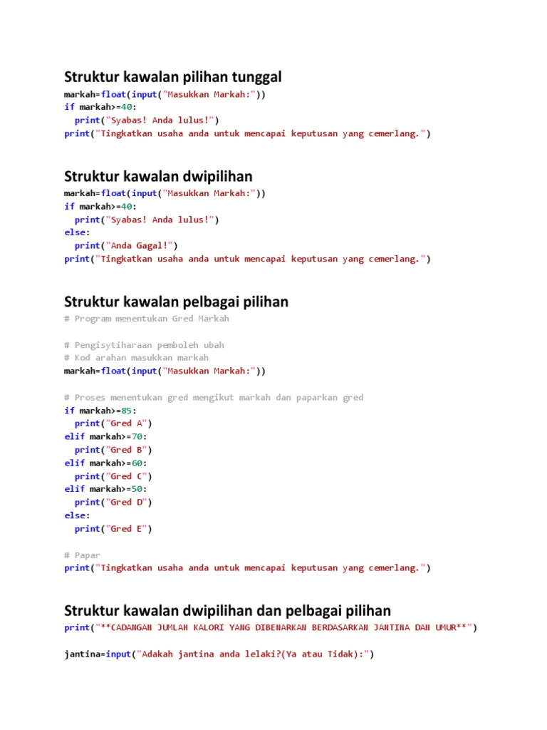 Struktur Kawalan Pilihan Tunggal | PDF