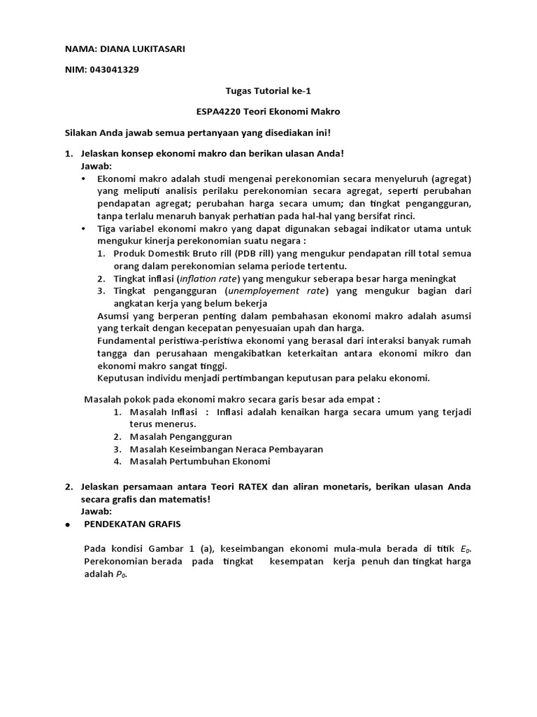 2.1. Soal Tugas Tutorial ke-1-ESPA4220 TE Makro | PDF
