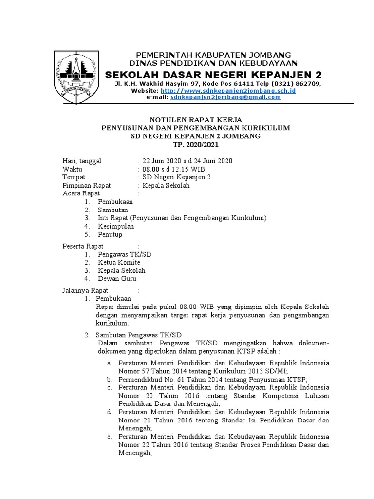 29.1 Notulen Rapat Pengembangan Kurikulum | PDF