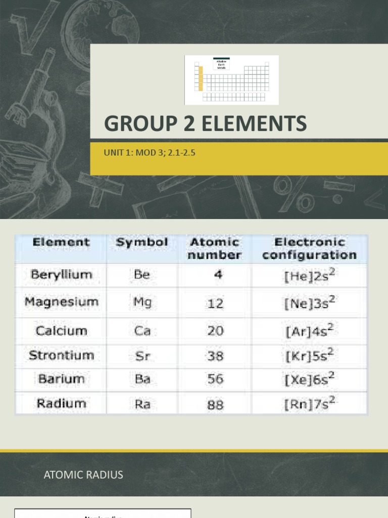 Group 2 Elements: UNIT 1: MOD 3 2.1-2.5 | PDF | Magnesium | Solubility