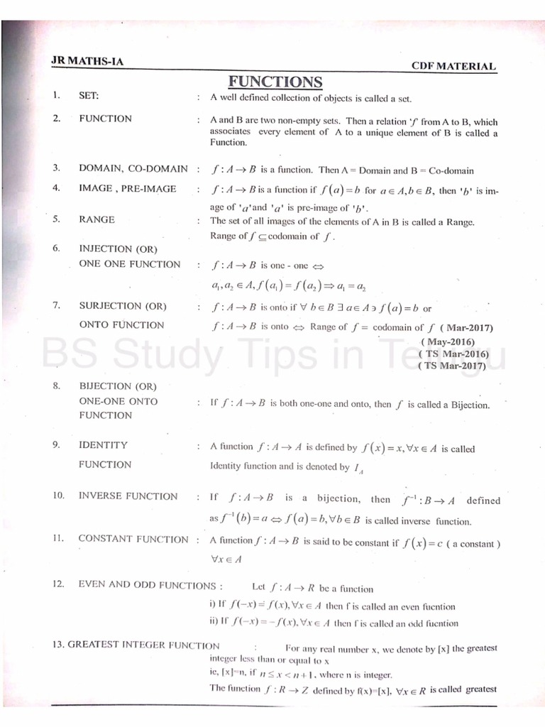 Maths 1st - Year CDF Material | PDF