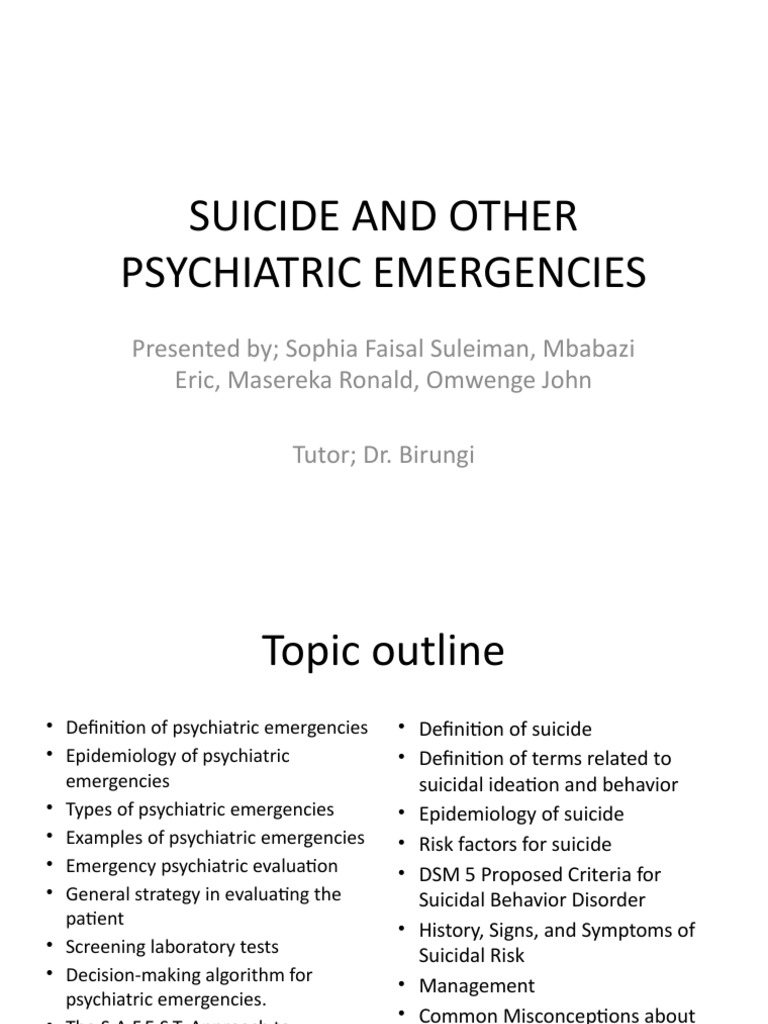 Understanding Psychiatric Emergencies | PDF | Mental Disorder | Suicide