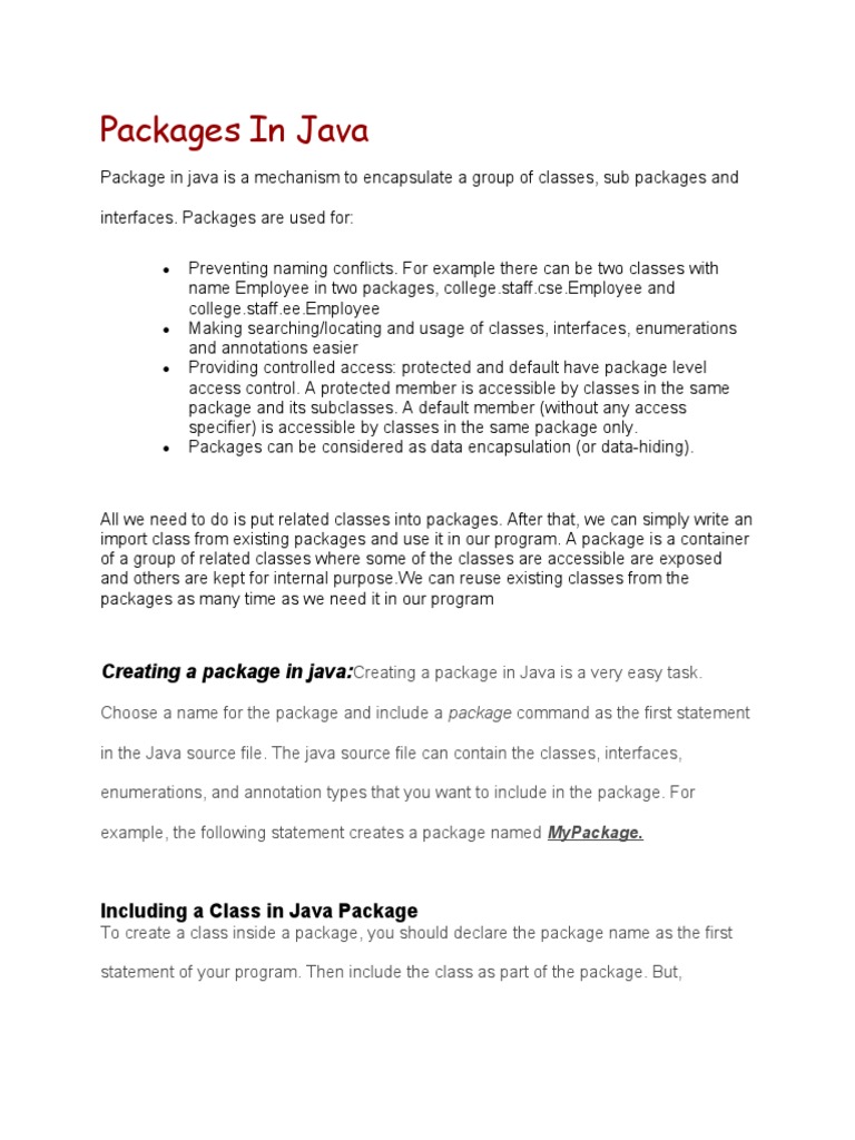 Packages In Java Pdf Class Computer Programming Java