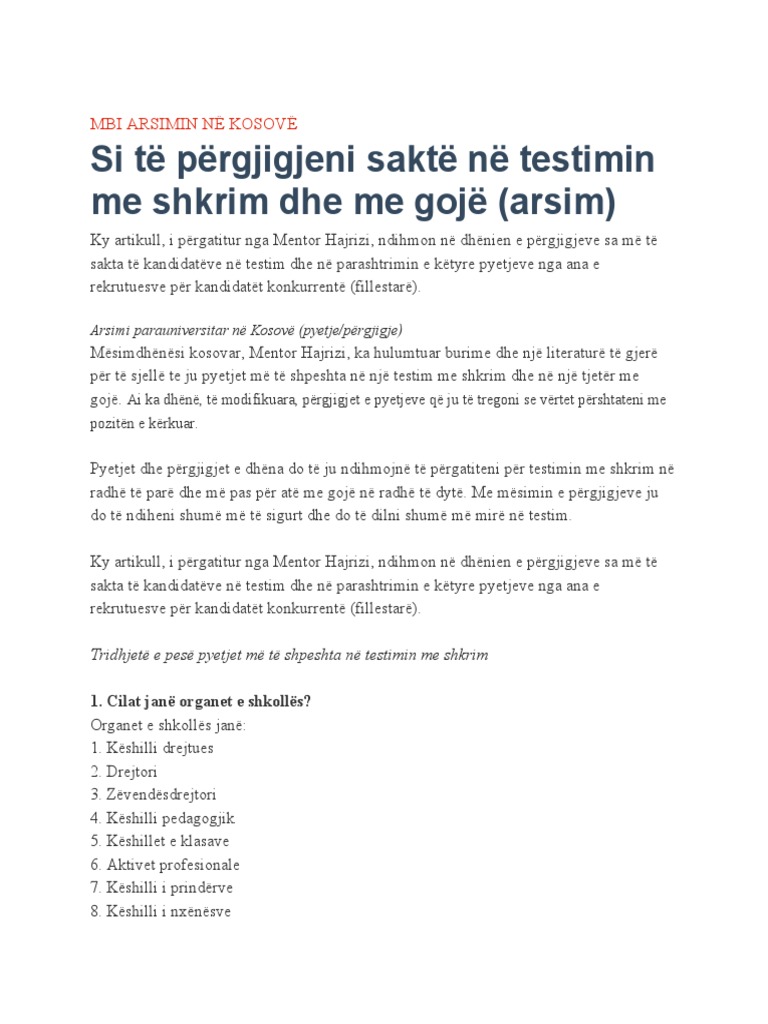 Pyetje Per Drejtor | PDF