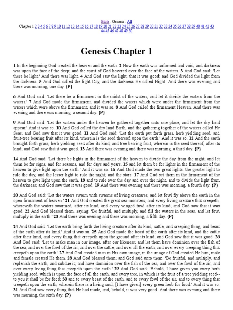 Genesis 1 - Hebrew Bible in English - Mechon-Mamre | PDF | Genesis ...