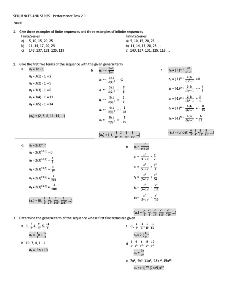 Performance Task 2.0 - Sequences and Series | PDF | Mathematical ...