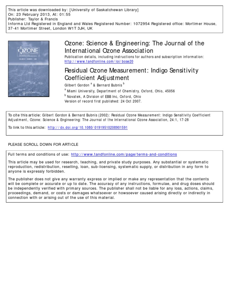 Ozone: Science & Engineering: The Journal of The International Ozone ...