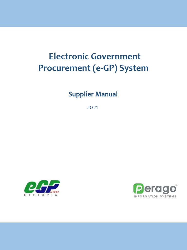 Electronic Government Procurement (e-GP) System: Supplier Manual | PDF ...