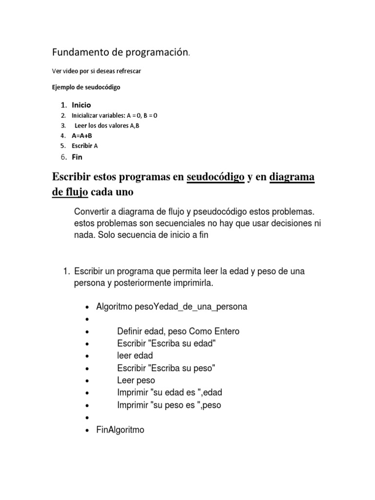Diagrama de Flujo .Fundamento de Programación | PDF | Algoritmos ...