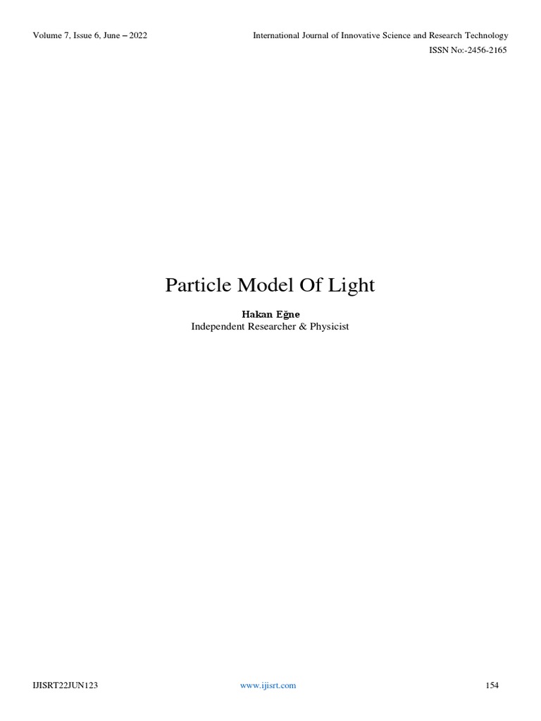 Particle Model of Light | PDF | Electron | Photon