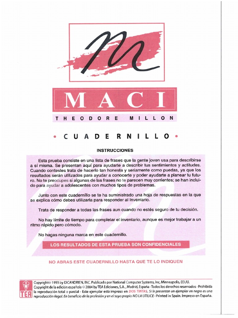 Cuestionario Maci | PDF
