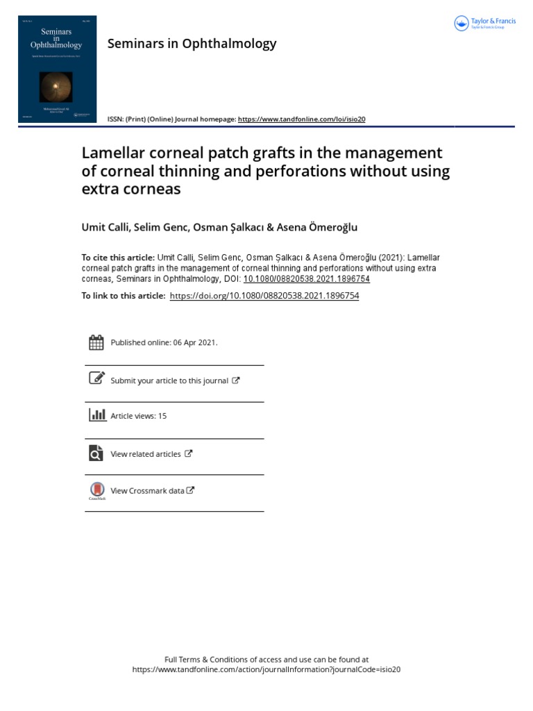 Calli2021, Lamellar Corneal Patch Grafts in The Management | PDF ...