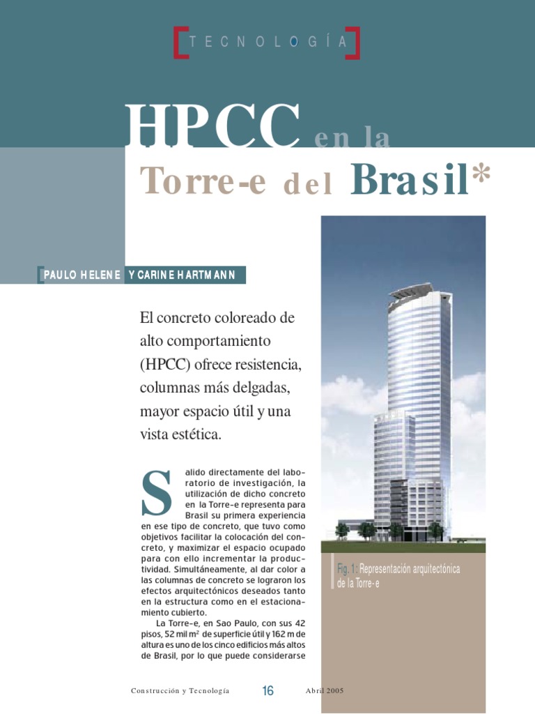Artículo B - HPCC en La Torre-E Del Brasil | PDF | Hormigón | Cemento