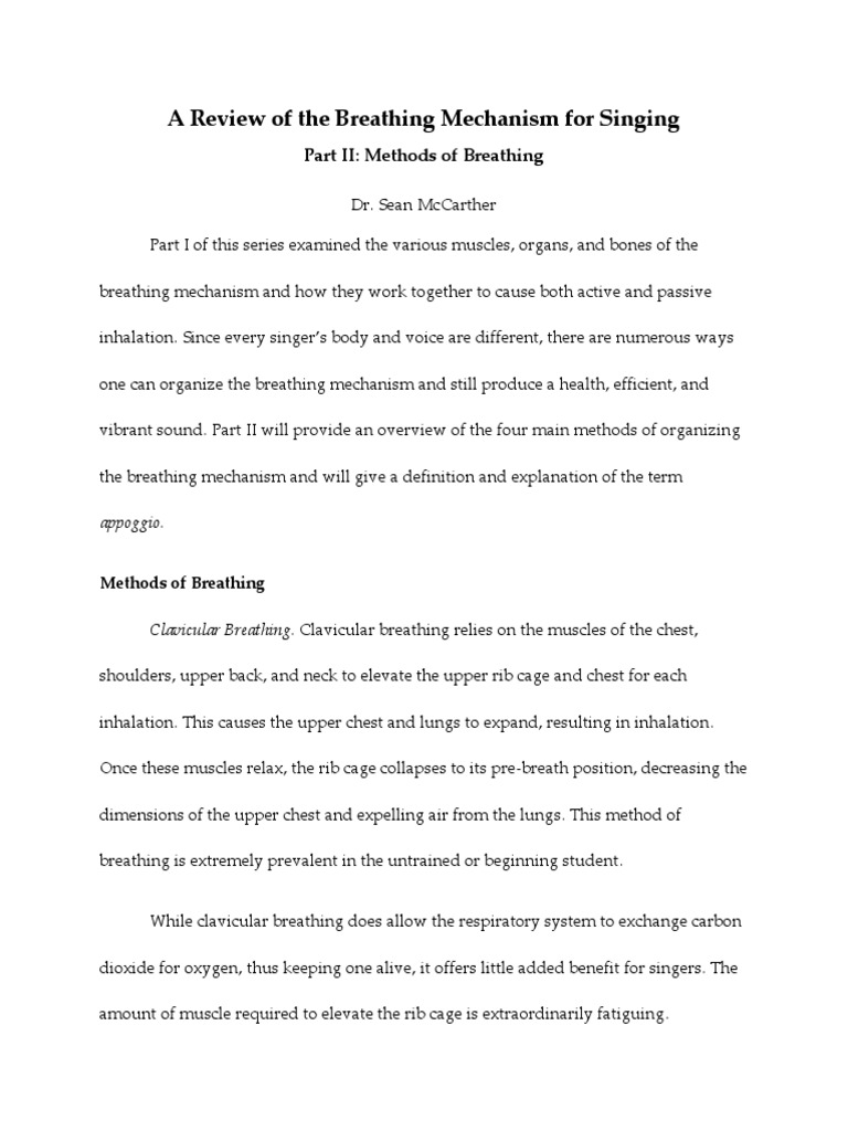 Understanding Appoggio Breathing Techniques | PDF | Breathing | Singing