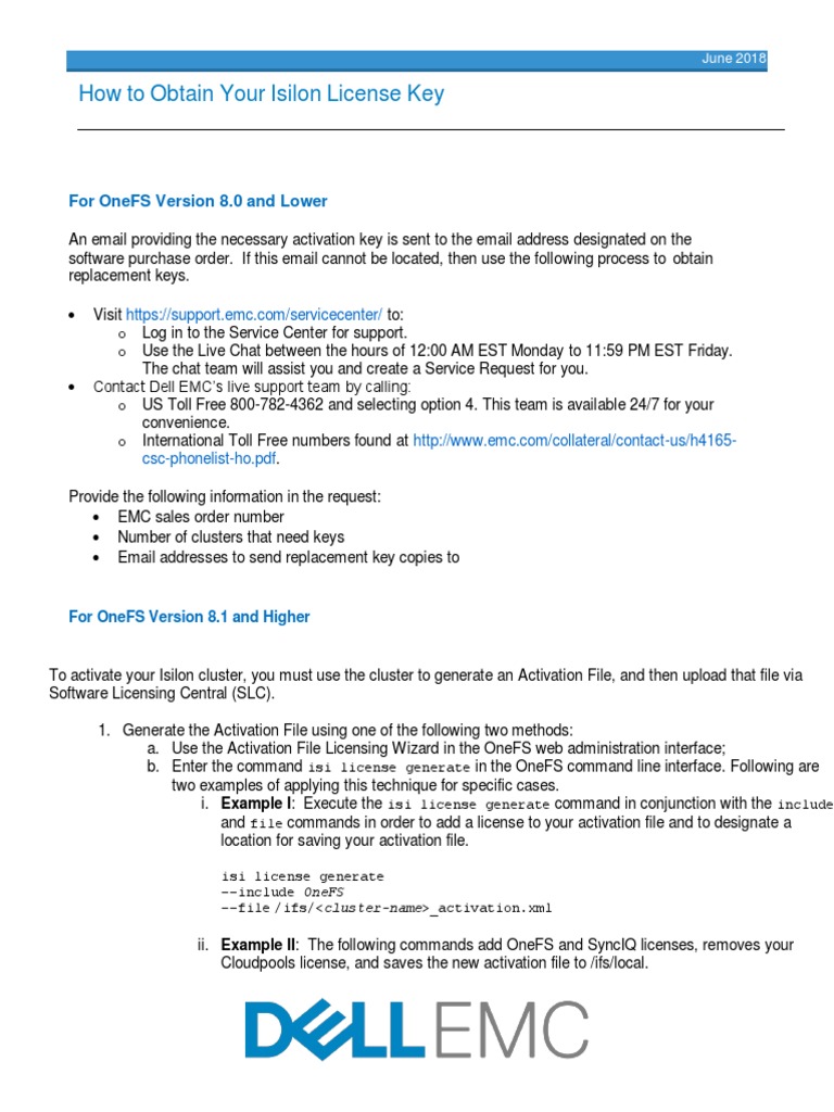 How To Obtain Your Isilon License Key: For Onefs Version 8.0 and Lower ...