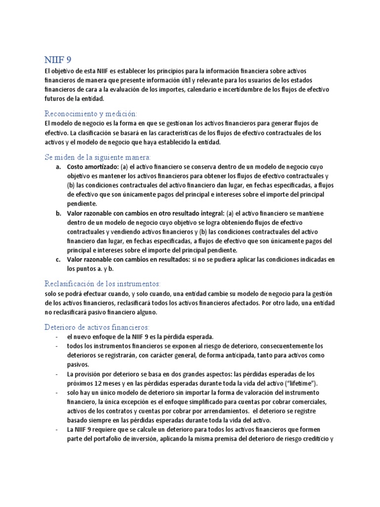 Resumen NIIF 9 | PDF | normas internacionales de INFORMACION FINANCIERA ...