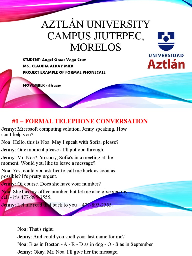 #1 - Formal Telephone Conversation | PDF