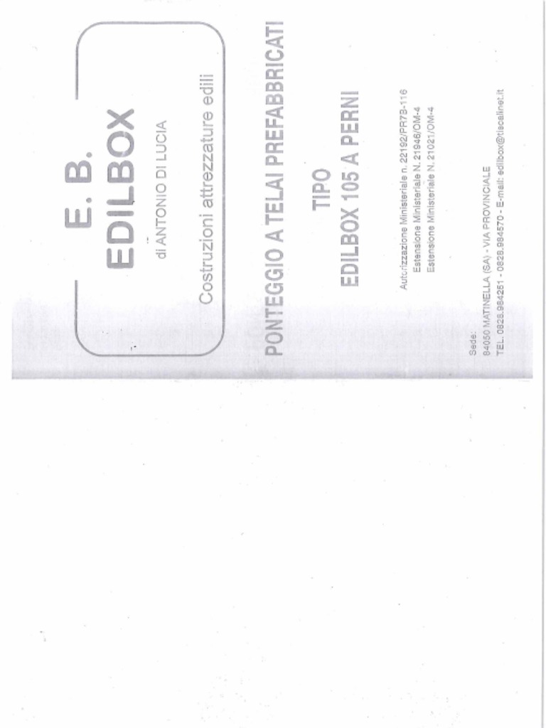 Libretto Ponteggi Edilbox 105 A PERNI | PDF