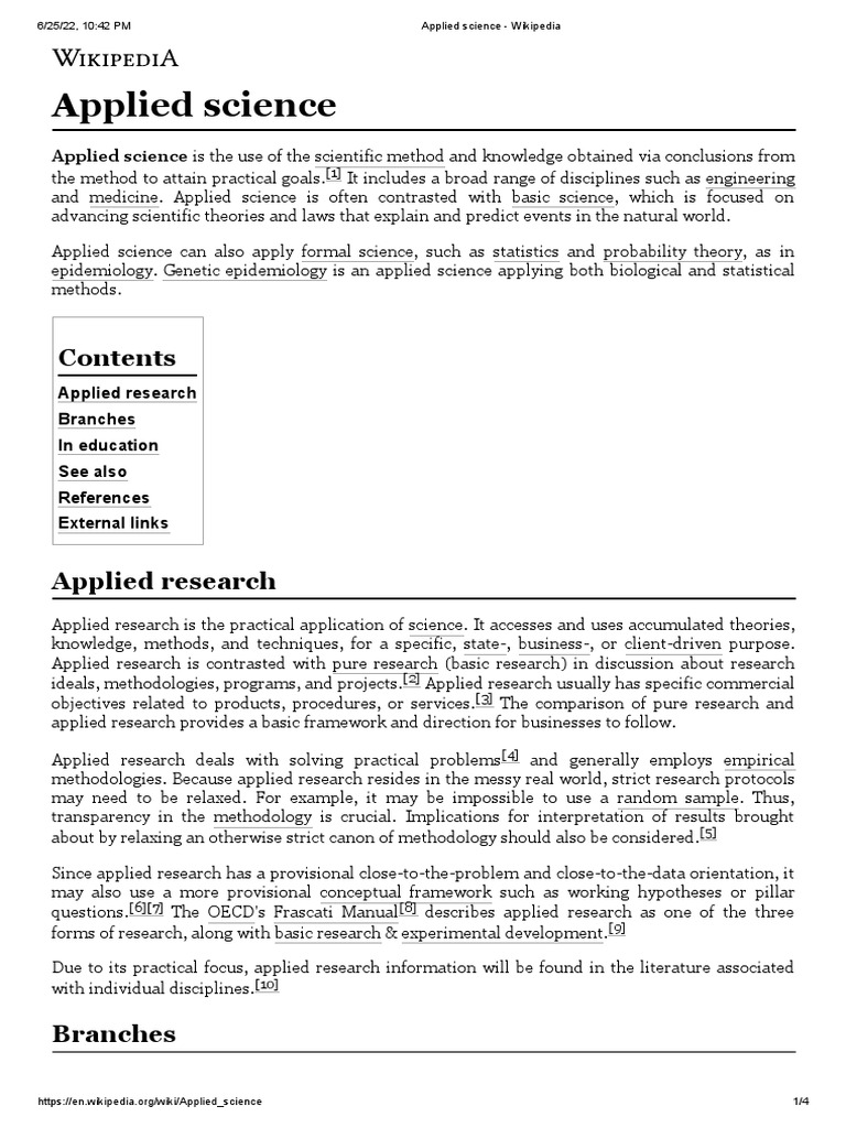 Applied Science - Wikipedia | PDF | Science | Academic Discipline ...