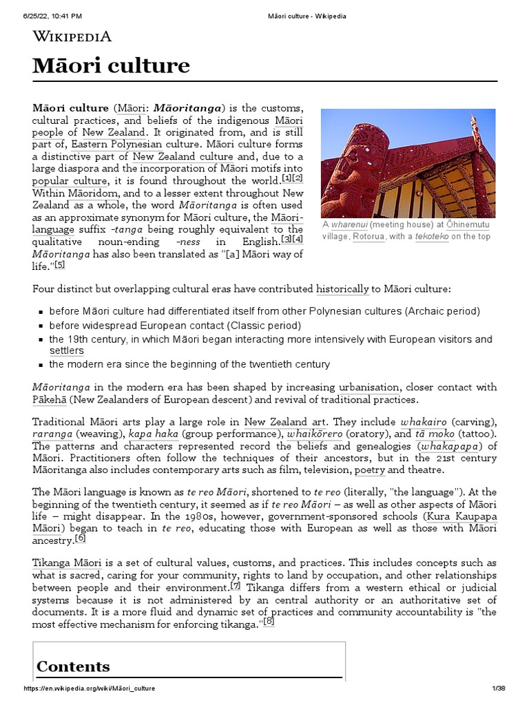 Māori Culture - Wikipedia | PDF | Polynesia | Māori People