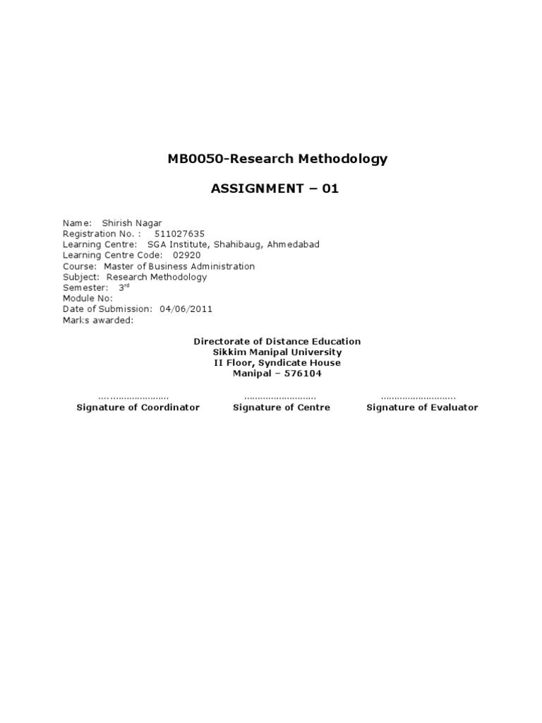 MB0050-Research Methodology Assignment - 01 | PDF | Arithmetic Mean ...