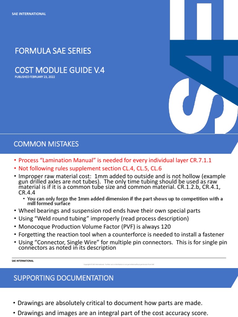 2022 FSAE Cost Module Guide | PDF | Pipe (Fluid Conveyance) | Electrical Connector