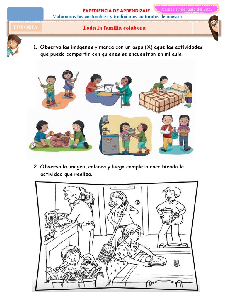 Actividades Familiares para Colorear | PDF