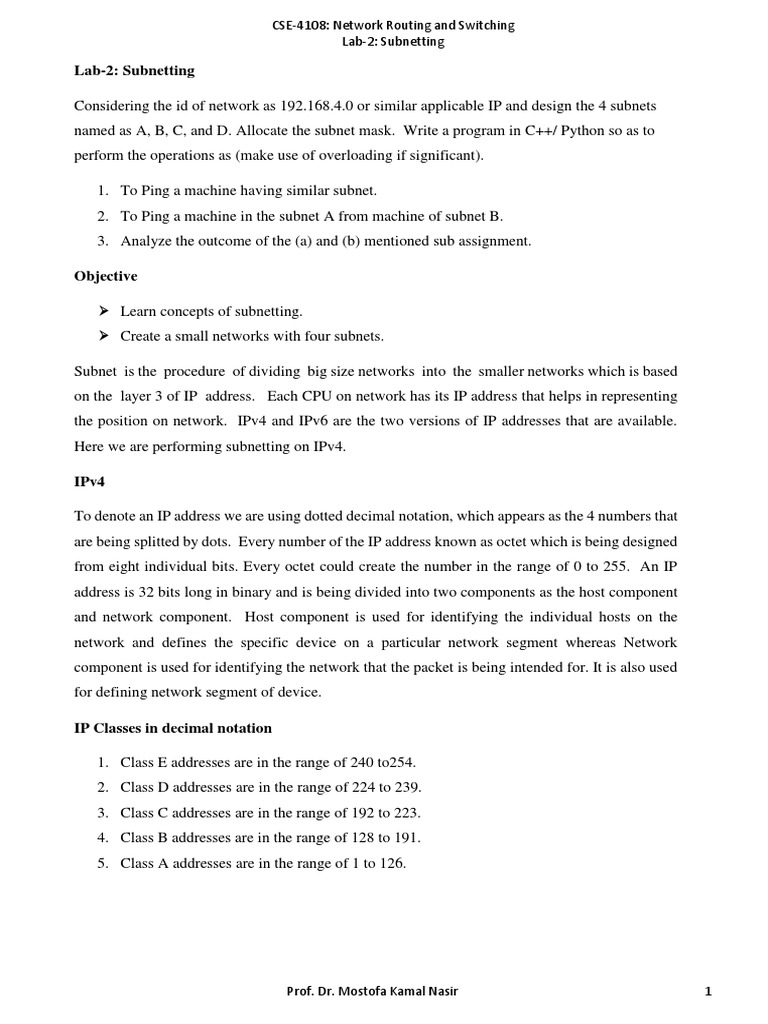 Lab 2 Subnetting Descargar Gratis Pdf Ip Address Computer Network