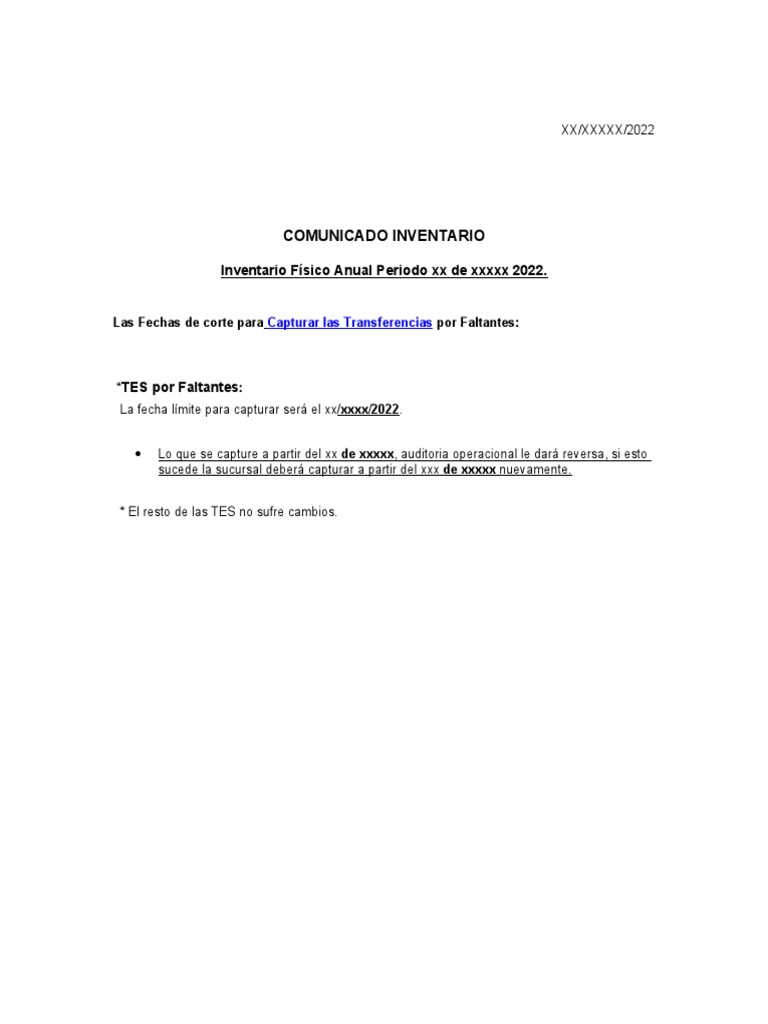 Comunicado Inventario 2022 | PDF