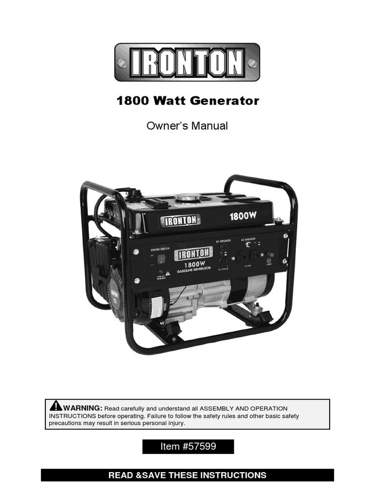 1800 Watt Generator: Owner's Manual | PDF | Electrostatic Discharge ...
