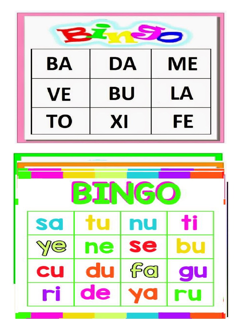 Cartones de Bingos Con Silabas 2022 | PDF