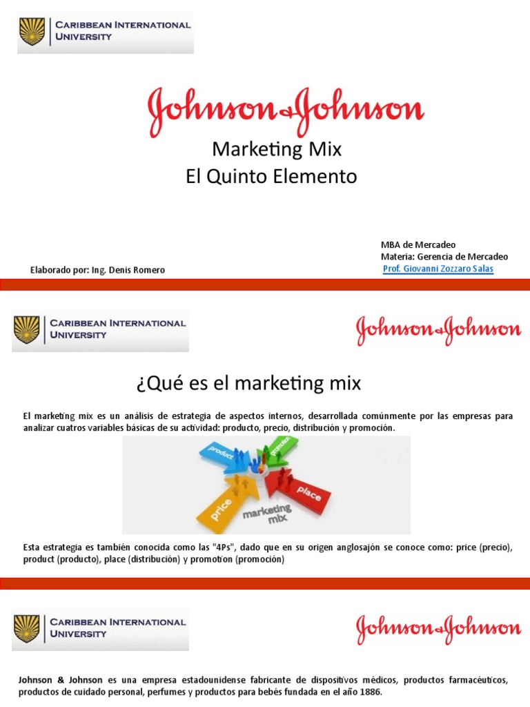 Marketing Mix Johnson Johnson | PDF | Johnson y Johnson | Producto ...
