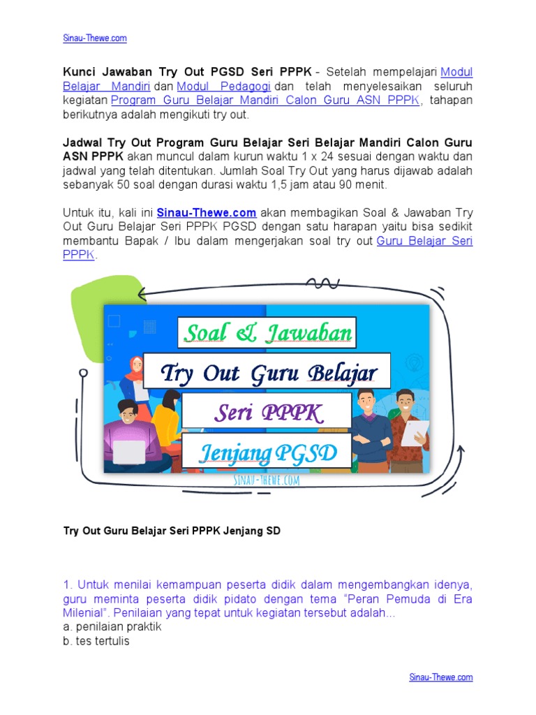 Kunci Jawaban Try Out PGSD Seri PPPK | PDF | Karier & Perkembangan | Seni
