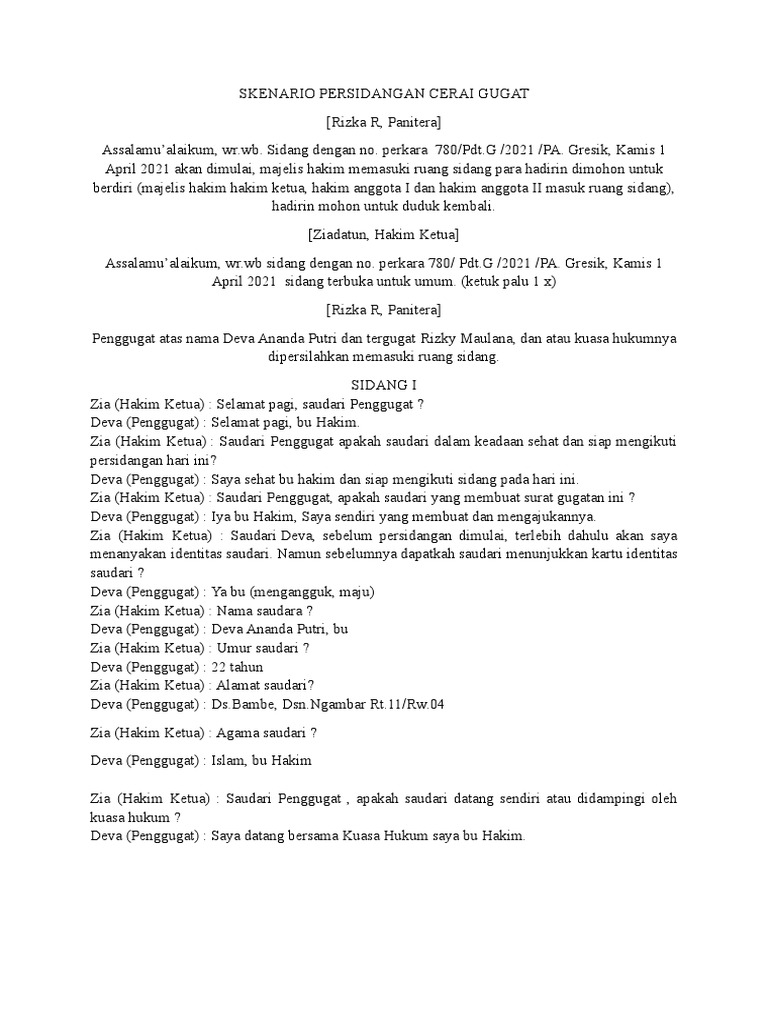 Sidang Cerai: Deva vs Rizky | PDF | Hukum