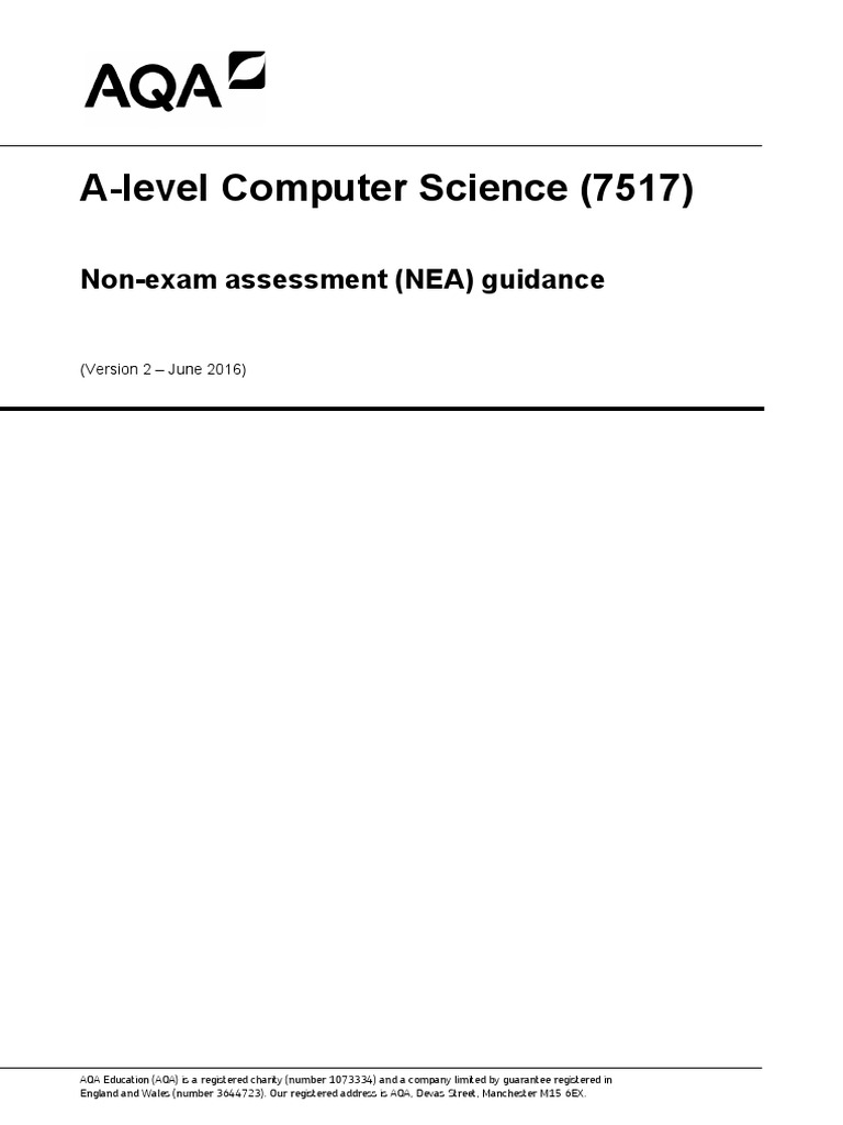 A-Level Computer Science (7517) : Non-Exam Assessment (NEA) Guidance ...