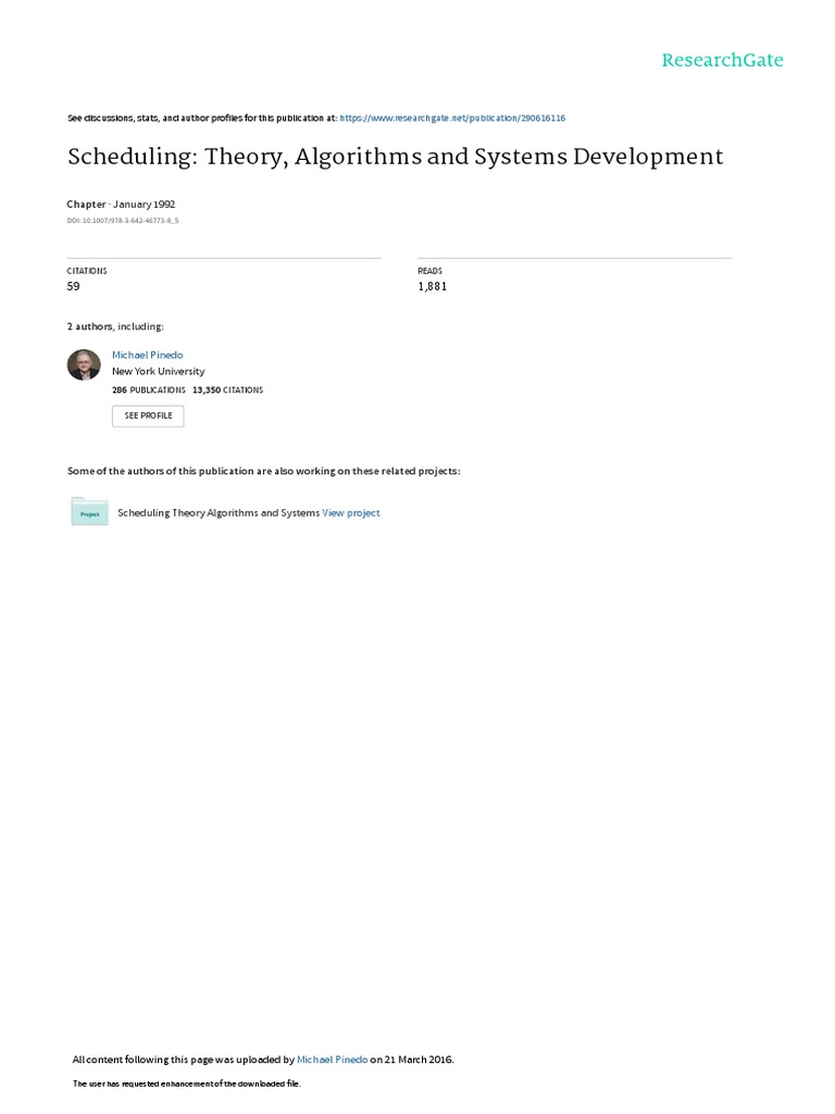 Scheduling: Theory, Algorithms and Systems Development: January 1992 | PDF | Mathematical ...