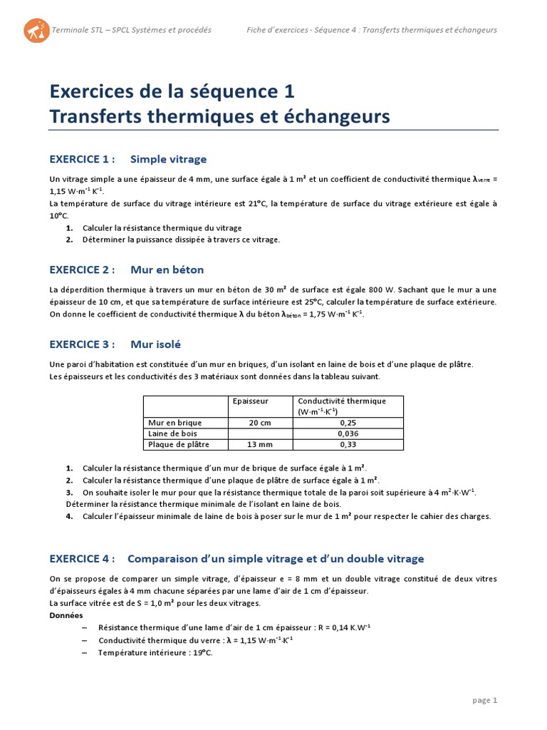 Exercices sur Transferts Thermiques et Échangeurs | PDF | Échangeur de chaleur | Eau