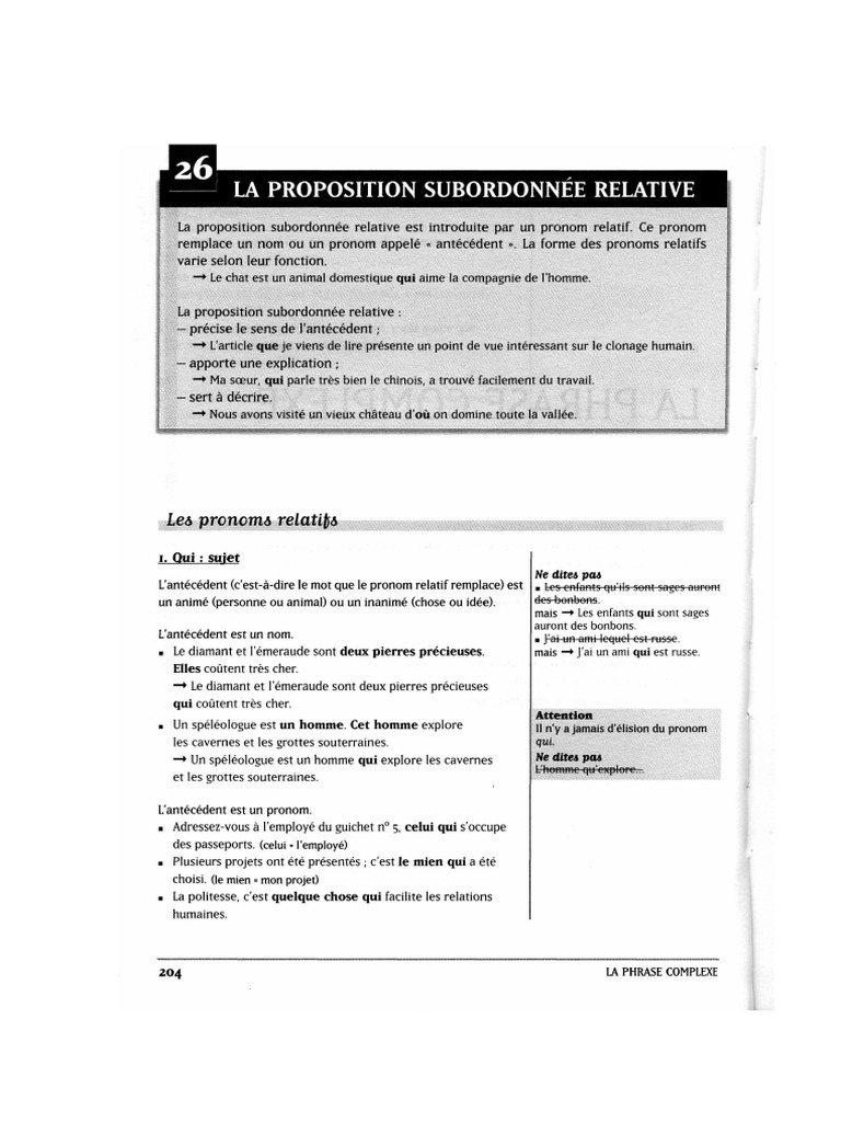Comprendre les propositions relatives | PDF | Clause | Morphologie ...