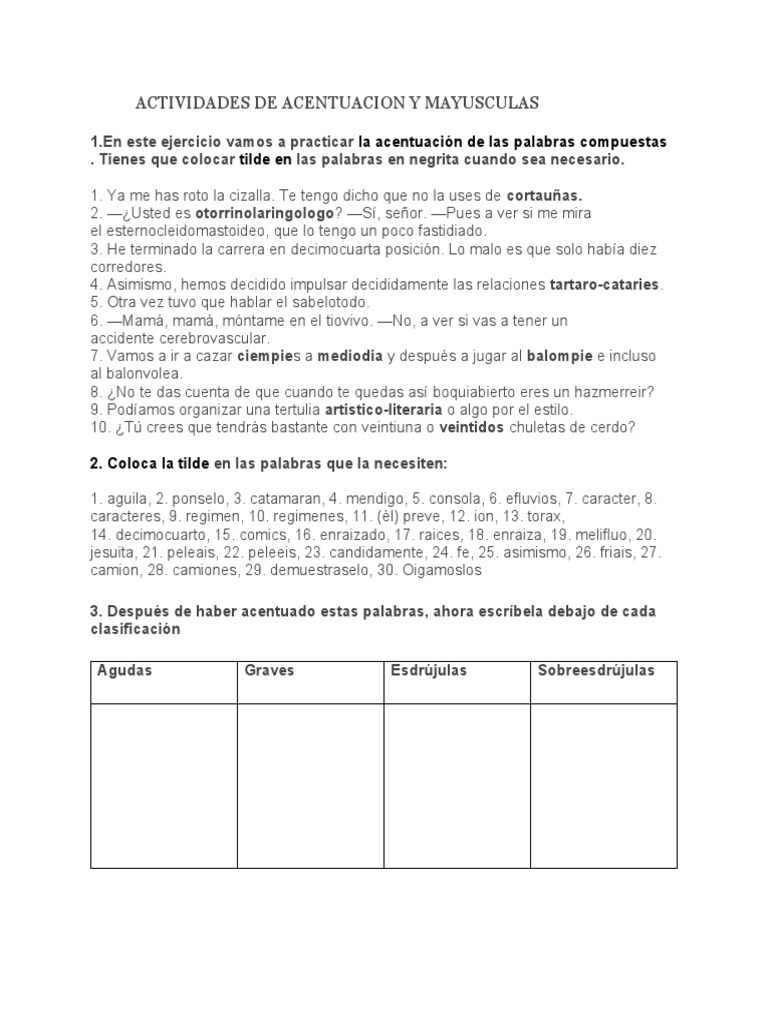 Actividades de Acentuacion para La Clase Hoy | PDF