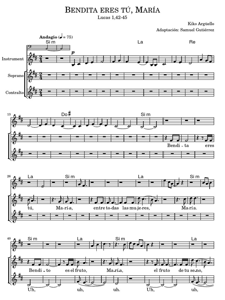 Bendita Eres Tu Maria | PDF | Canto | Música vocal